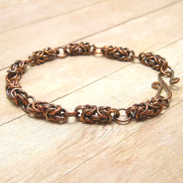 Oxidized Copper Byzantine Bracelet, Copper Chain Mail Jewelry, Women's ...