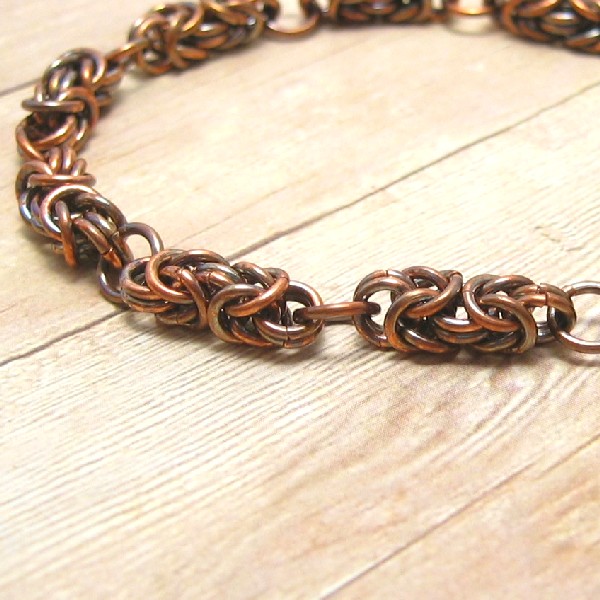 Oxidized Copper Byzantine Bracelet, Copper Chain Mail Jewelry, Women's ...